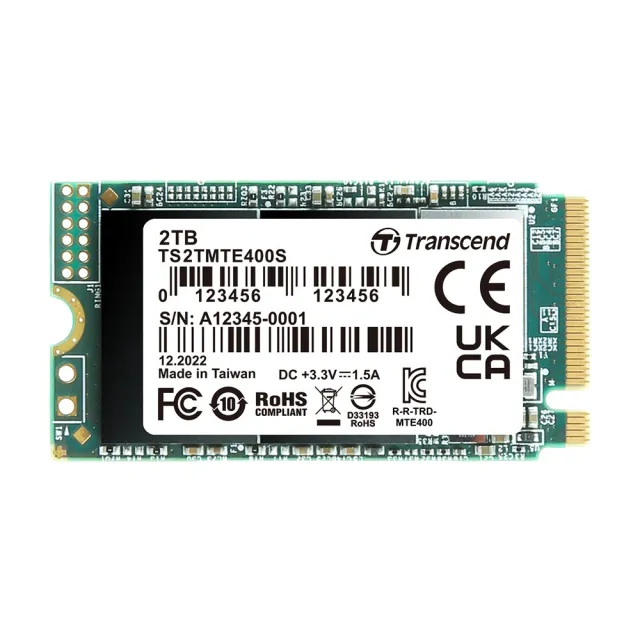 Transcend MTE400S 256GB/512GB/1TB/2TB PCIe Gen3x4 NVMe SSD 固態硬碟 M.2 2242 規格價格總覽