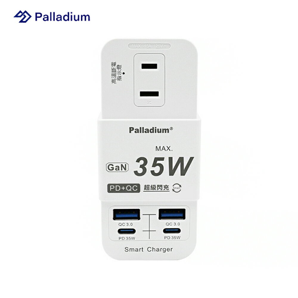 Palladium PD 35W 氮化鎵 多功能快充壁插 (1+1+1口/2孔) 1650W 室內專用 規格價格總覽